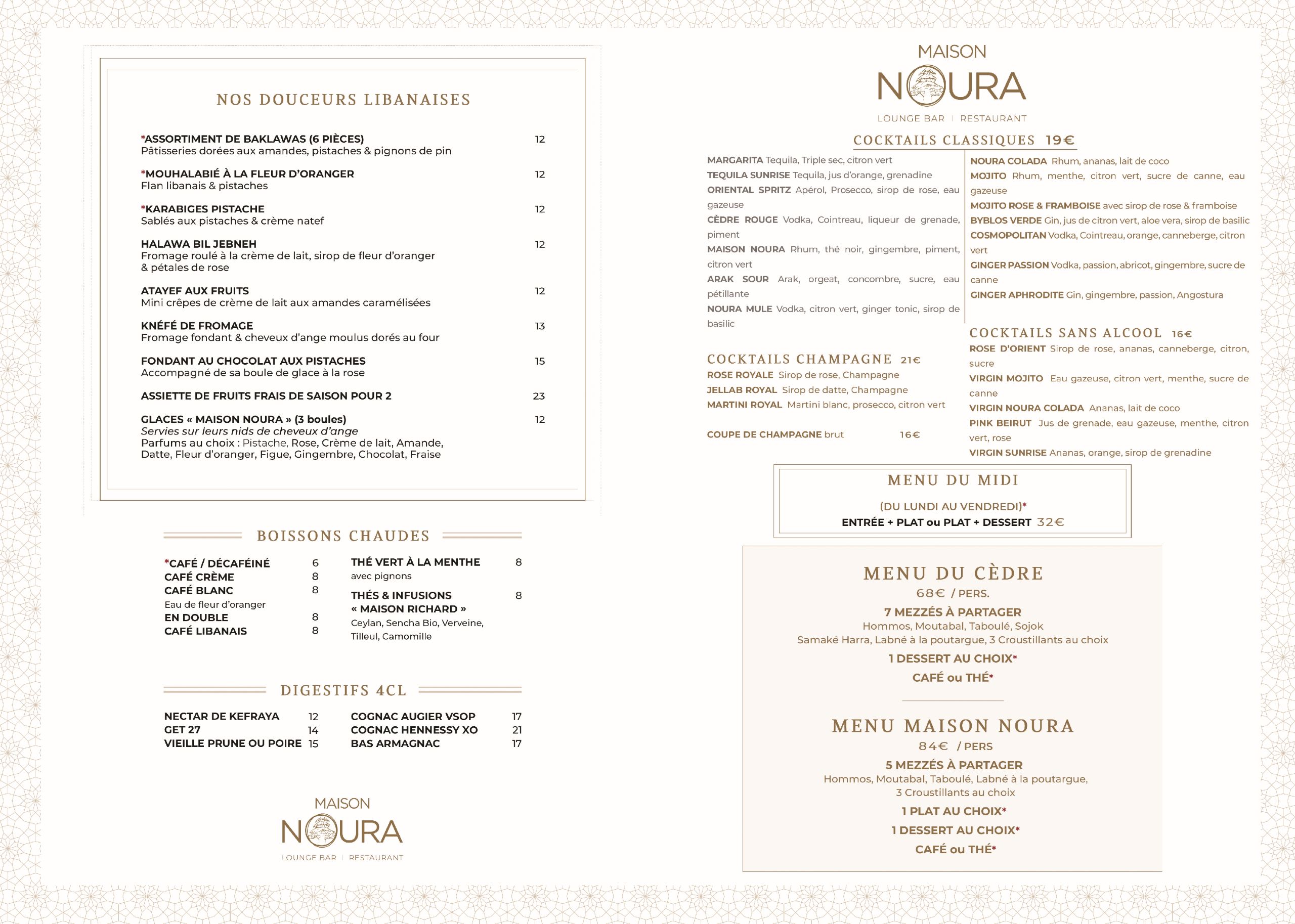 Concept Maison Noura - Noura | Restaurants libanais à Paris & Livraison ...